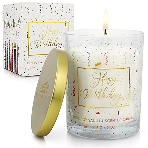 Happy Birthday Candle, Friend Birthday Gifts for Women, Friendship Candle, Gift for Mom, Sister, Friend, Funny Birthday Candle, Vanilla Birthday Cake Scented Candle, 90z. Soy Candle