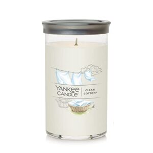 yankee candle clean cotton signature medium pillar candle, 14.25oz, white