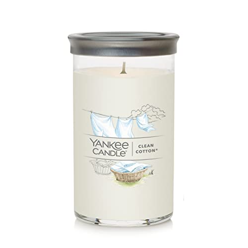 Yankee Candle Clean Cotton Signature Medium Pillar Candle, 14.25oz, White