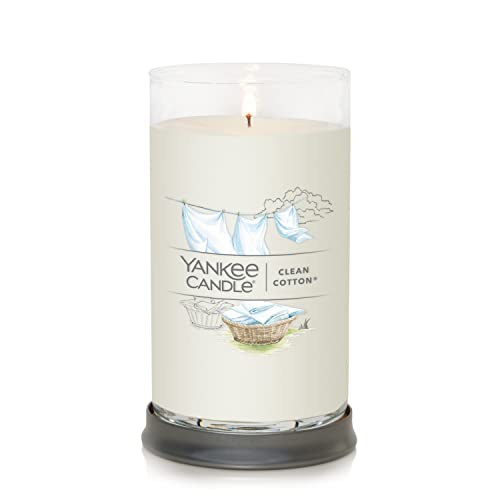 Yankee Candle Clean Cotton Signature Medium Pillar Candle, 14.25oz, White