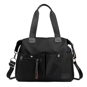 corios women shoulder bag nylon handbag casual top handle bag multi pocket crossbody bag waterproof messenger bag lightweight tote bag hobo bag for shopping work party travel school black