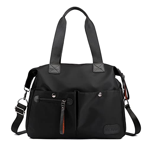 CORIOS Women Shoulder Bag Nylon Handbag Casual Top Handle Bag Multi Pocket Crossbody Bag Waterproof Messenger Bag Lightweight Tote Bag Hobo Bag for Shopping Work Party Travel School Black