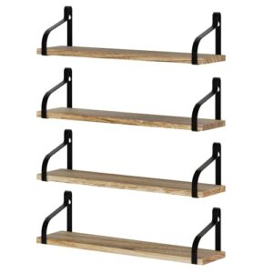 you have space prato kitchen organization and storage shelves, 17″x 4.5″ bookshelf, floating shelves for living room decor, bathroom accessories, bedroom, burned, set of 4