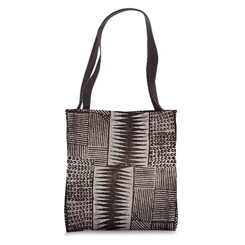 Black Tan Colorful Tribal African Pattern Tote Bag