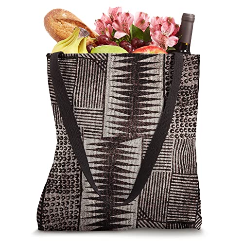 Black Tan Colorful Tribal African Pattern Tote Bag