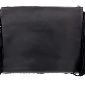 Daniela Fargion Black Leather Suede Fringe Pouch Clutch for womens