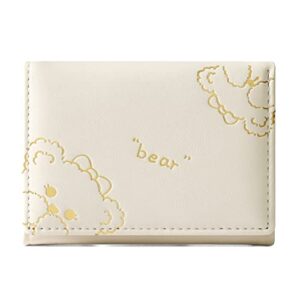 belsmi women small slim minimalist leather bifold trifold wallets (style d – beige)