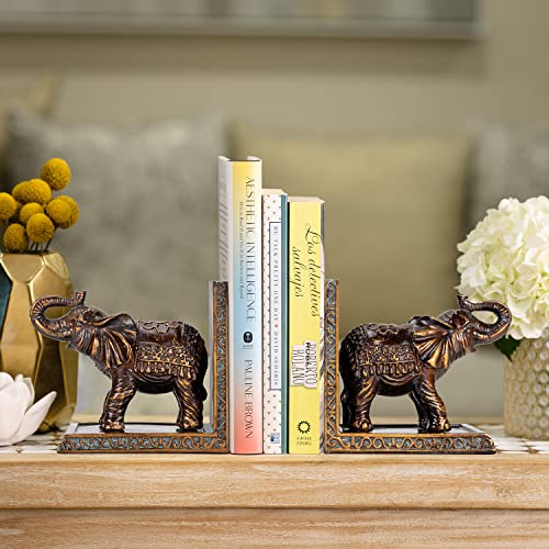 Elephant Book Ends for Shelves, Cute Bookends to Hold Books Heavy Duty, Book Ends Decorative for Home Decoration