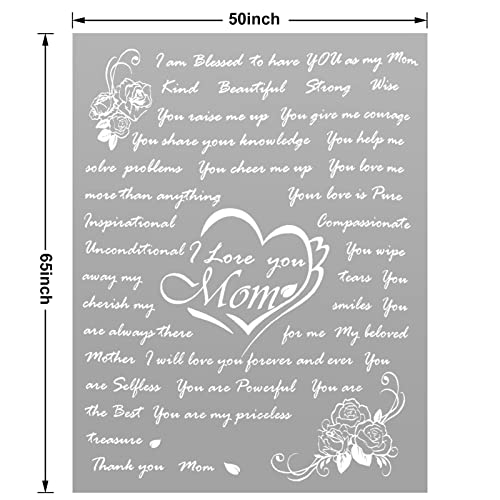 Jhomk I Love You Mom Gift Throw Blanket from Daughter or Son , Mom Birthday Gifts for Mom Unique, A Warm Hug Gift for Christmas, Mothers Day, Valentines Day - (65” x 50” Silver Grey, Fleece)