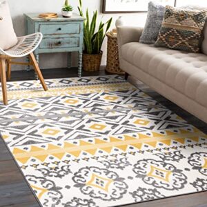 rugshop leiria bohemian geometric area rug 5′ x 7′ yellow