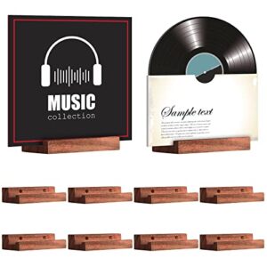 10 pcs vinyl record shelf wall mount wood wall record holder vinyl record shelves record album display holder for lp cd book art storage vintage home decor (deep brown)