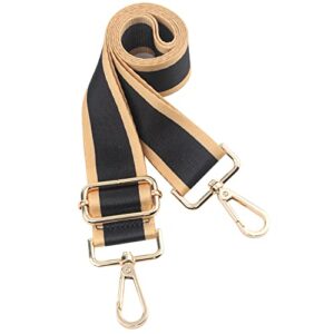 chushui replacement purse strap,wide adjustable crossbody shoulder straps for handbags,black with dark gold trim