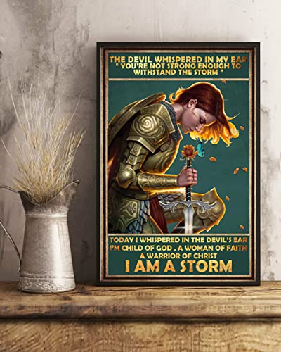 Memorial Quote Female Warrior Of God Poster Gift For Girl Women In Woman's Day Christant Wall Art Home Décor