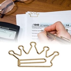 100Pcs Crown Shape Paper Clips Gold Creative Bookmarks Note Clip Marking Document Organizing Clip Stationery Supplies(#1)