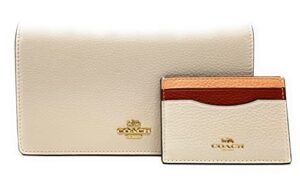 coach women’s boxed anna foldover clutch crossbody and card case set (gold/chalk/taffy multi)