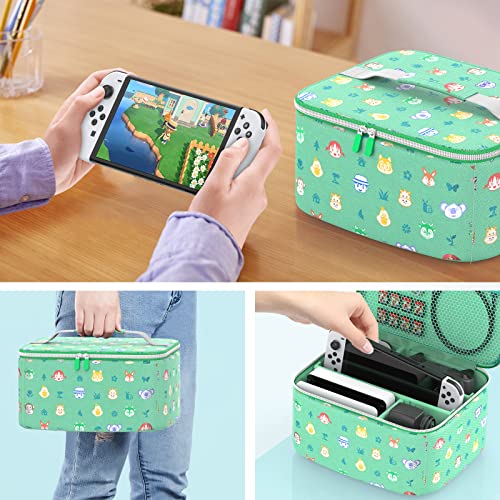 Carrying Case Compatible with Nintendo Switch/Switch OLED Case, Large Storage Carry Case Cute Soft Shell Protective for Switch Console Pro Controller & Accessories