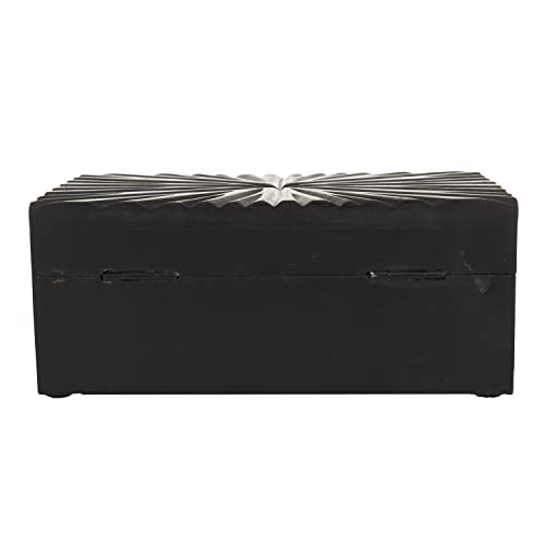 CosmoLiving by Cosmopolitan Wood Geometric Box with Hinged Lid, Set of 2 10", 8"W, Black