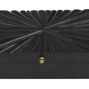 CosmoLiving by Cosmopolitan Wood Geometric Box with Hinged Lid, Set of 2 10", 8"W, Black