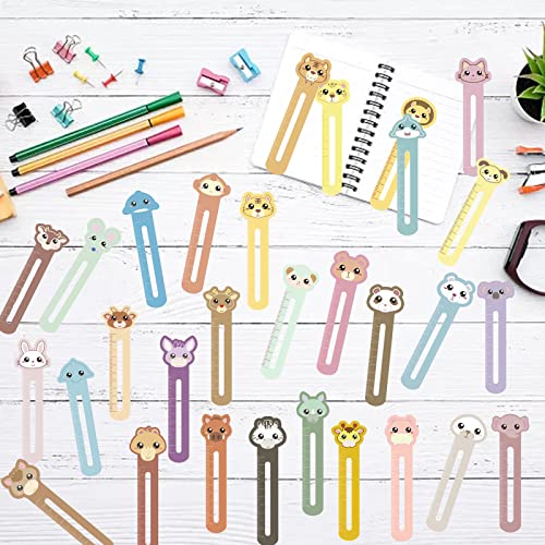 CIEMODA 90 Pieces Animals Bookmarks Cute Funny Cartoon Bookmarks Animal Theme Kid Book Mark with Scales for Kids Teen Boys Girls Students Reading Stationery Gift Ideas