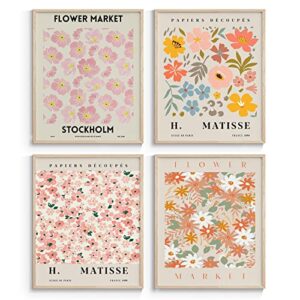 insimsea flower market poster wall art prints set – danish pastel aesthetic room decor posters, vintage & flower prints wall art for living room bathroom decor (unframed, 8x10in)…