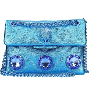 kurt geiger crossbody womens blue mini kensington crystal drench quilted bag