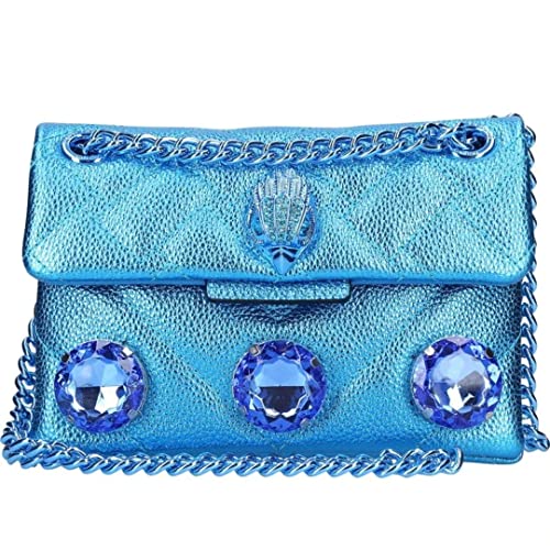 Kurt Geiger Crossbody Womens Blue Mini Kensington Crystal Drench Quilted Bag