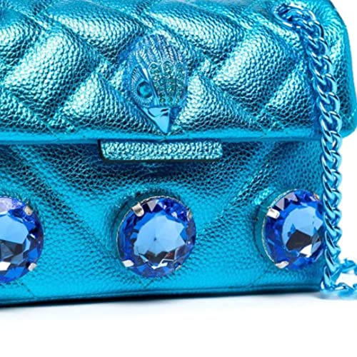 Kurt Geiger Crossbody Womens Blue Mini Kensington Crystal Drench Quilted Bag