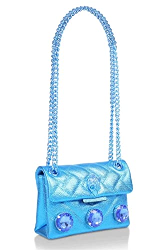 Kurt Geiger Crossbody Womens Blue Mini Kensington Crystal Drench Quilted Bag