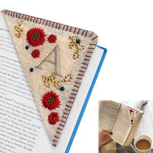 personalized embroidered corner bookmark letters cute flower bookmarks felt triangle book markers corner bookmark for book lovers (d, fall)