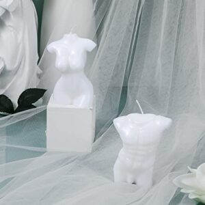 2 Pieces Body Shaped Candle Female Body Candle Men Torso Candle Soy Wax Scented Candle Scented Candle Male Body Candle Decorative Candle for Bedroom Bathroom Wedding (Milk White)