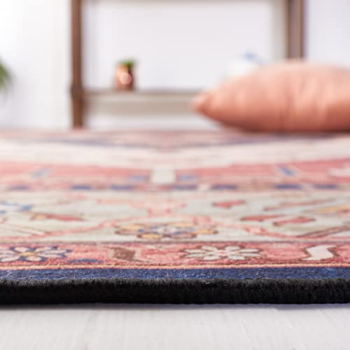 SAFAVIEH Tucson Collection Machine Washable Slip Resistant 8' x 10' Rust / Blue TSN153P Vintage Persian Medallion Living Room Dining Bedroom Area Rug