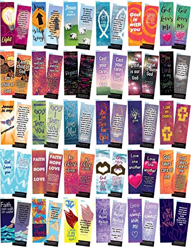 Bookmark Scripture Cards - 120 Children and Youth Bible Verse Bookmarks Box Set | Popular, Encouraging Verses, Useful Handouts for Faith Building and Sunday School, Bulk Religious Bookmarks