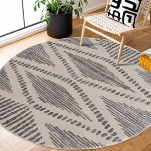 Tigris Collection Nikea Geometric Southwestern Farmhouse Living Room Bedroom Dining Room Area Rug - Vintage Distressed - Boho Aztec Tribal Pattern - Ivory, Beige, Gray - 7'10" x 10'