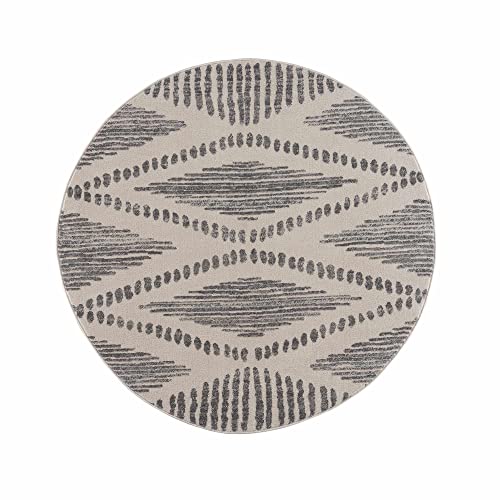 Tigris Collection Nikea Geometric Southwestern Farmhouse Living Room Bedroom Dining Room Area Rug - Vintage Distressed - Boho Aztec Tribal Pattern - Ivory, Beige, Gray - 7'10" x 10'