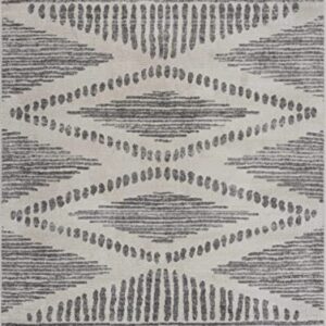 Tigris Collection Nikea Geometric Southwestern Farmhouse Living Room Bedroom Dining Room Area Rug - Vintage Distressed - Boho Aztec Tribal Pattern - Ivory, Beige, Gray - 7'10" x 10'