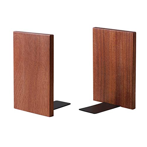 muso wood Sapele Bookends, 7.1"x4.7", Wooden Book End for Shelves, Office Desk Book Stand (1 Pair)