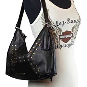 Harley-Davidson Women's Midnight Rider Genuine Leather HOBO Purse - Black