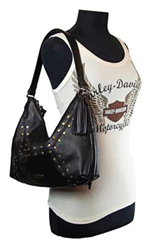 Harley-Davidson Women's Midnight Rider Genuine Leather HOBO Purse - Black