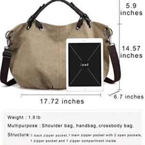 Eamom Extra Large Crossbody bags for Women Handbag Hobo Bag Canvas Purse Women's Clutch Handbags Shoulder Purse (Deep khaki)