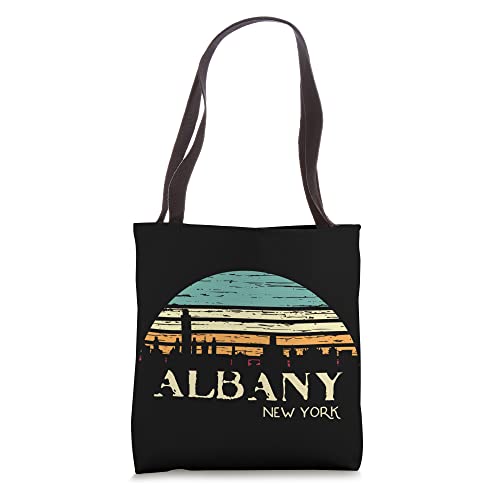 Retro Albany NY Skyline Sunset Silhouette New York Souvenir Tote Bag