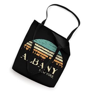 Retro Albany NY Skyline Sunset Silhouette New York Souvenir Tote Bag