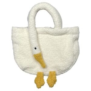 xackwuero women cute plush goose bag funny novelty goose purse tote handbag shoulder shopper bag (portable)