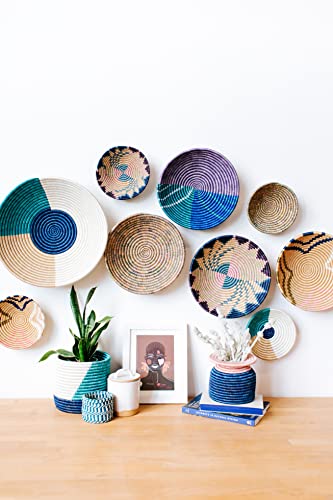 African Basket- Ntyazo/Rwanda Basket/Woven Bowl/Sisal & Sweetgrass Basket/Blues, Teal, Lilac