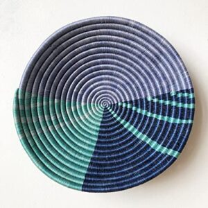 african basket- ntyazo/rwanda basket/woven bowl/sisal & sweetgrass basket/blues, teal, lilac