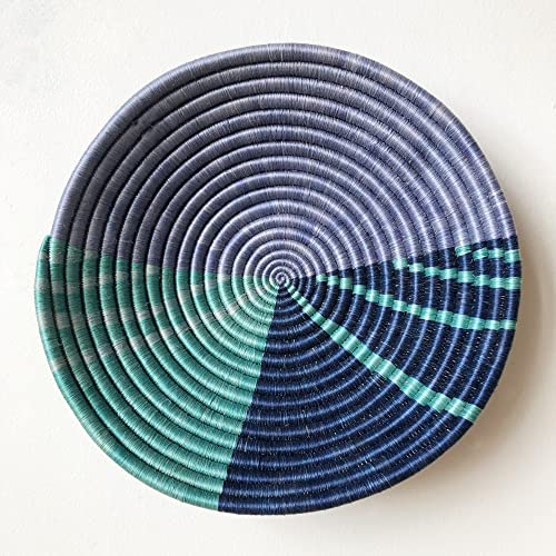 African Basket- Ntyazo/Rwanda Basket/Woven Bowl/Sisal & Sweetgrass Basket/Blues, Teal, Lilac