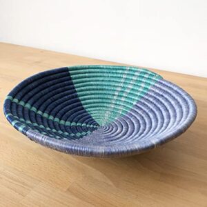 African Basket- Ntyazo/Rwanda Basket/Woven Bowl/Sisal & Sweetgrass Basket/Blues, Teal, Lilac