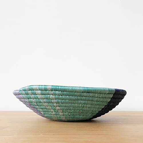 African Basket- Ntyazo/Rwanda Basket/Woven Bowl/Sisal & Sweetgrass Basket/Blues, Teal, Lilac