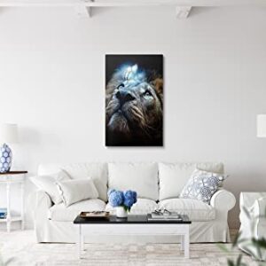 Framed Lion Canvas Wall Art With Butterfly Motivational Office Decor Ferocious VS Weak Symbol Peace For Any Room Space Ready To Hang - 12"x16"