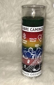 abre camino vela 8″ en envase de cristal de 7 colores / 8″ open road candle glass jar