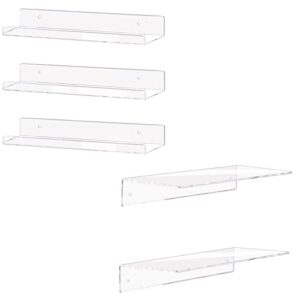 weiai acrylic shelves, clear floating shelf wall mounted for bedroom, living room, bathroom